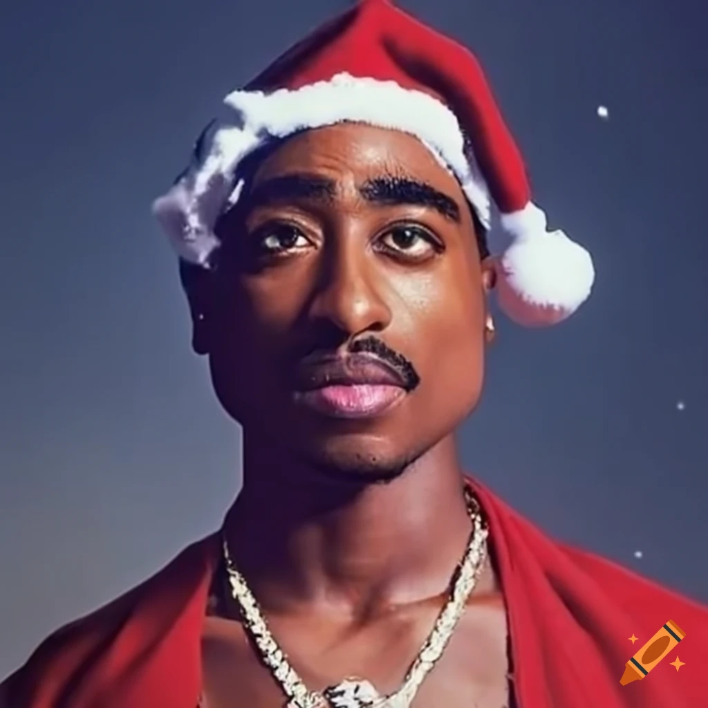 Festive depiction of tupac during christmas on Craiyon