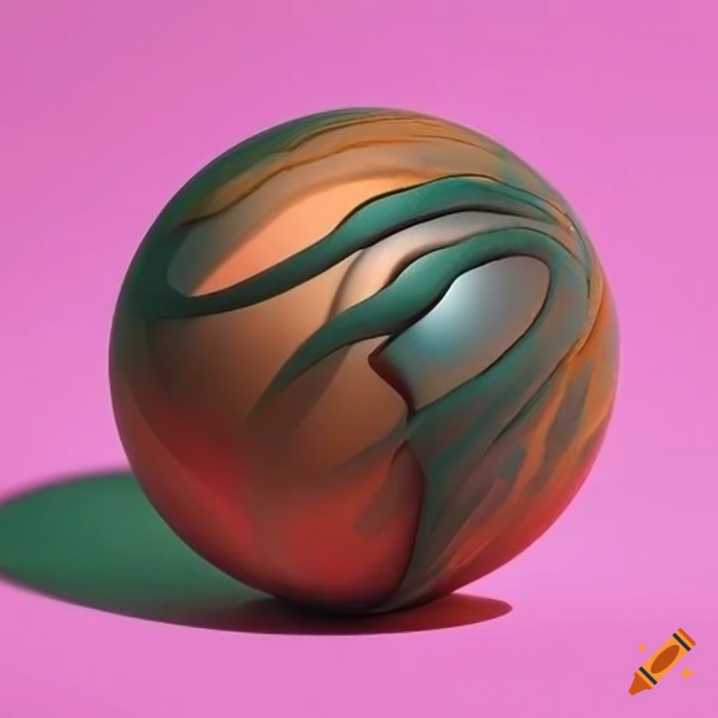 Abstract and vibrant sculpture of a perfectly spherical ball on Craiyon