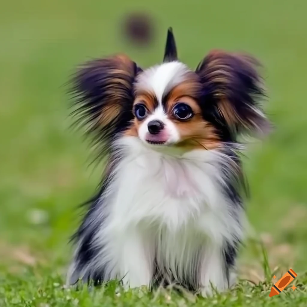 Image of a short haired papillon puppy on Craiyon