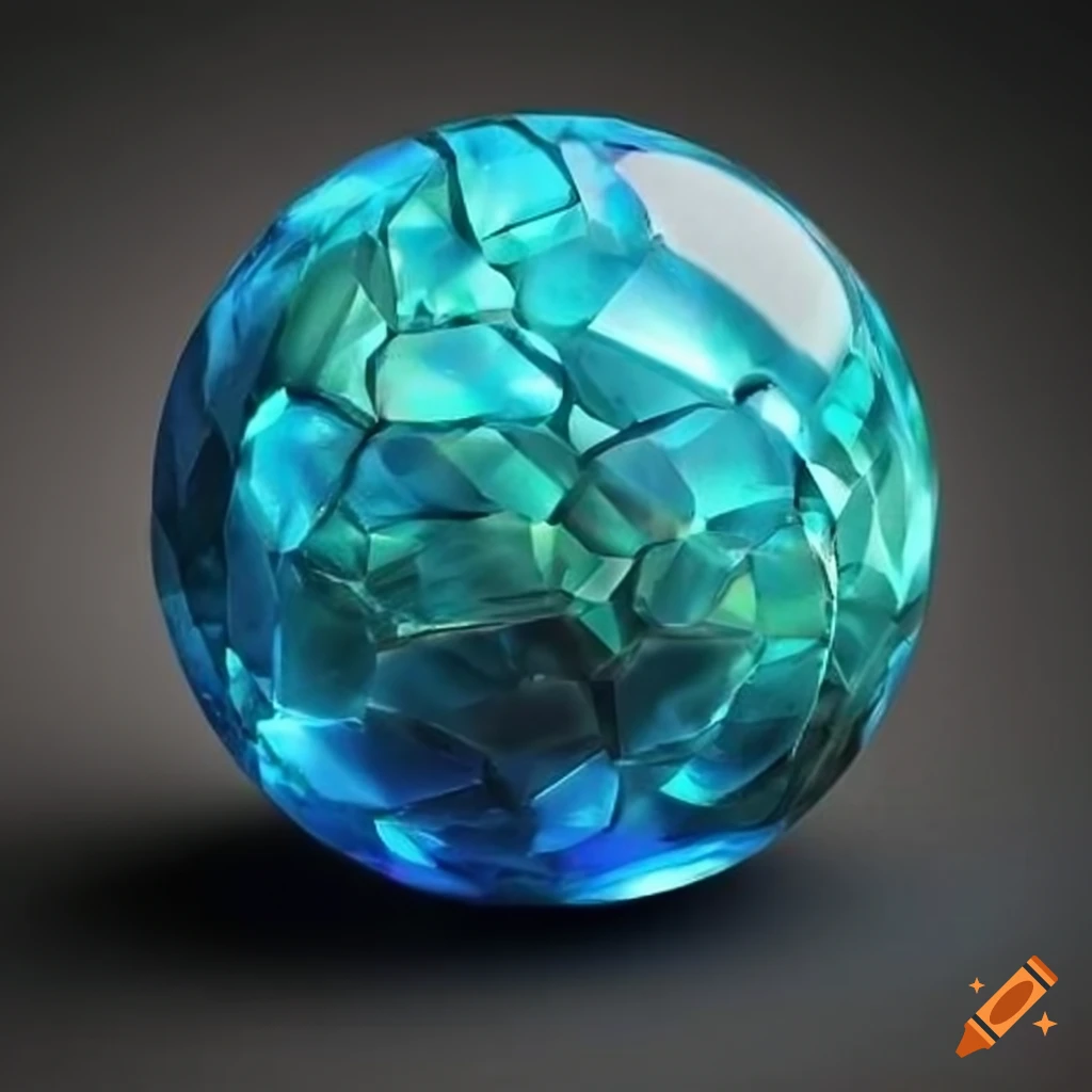 Stylized rough gemstone ball sculpture on Craiyon