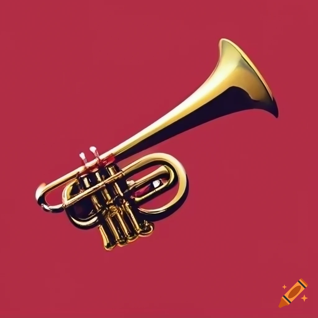 Stylish deep red trumpet logo