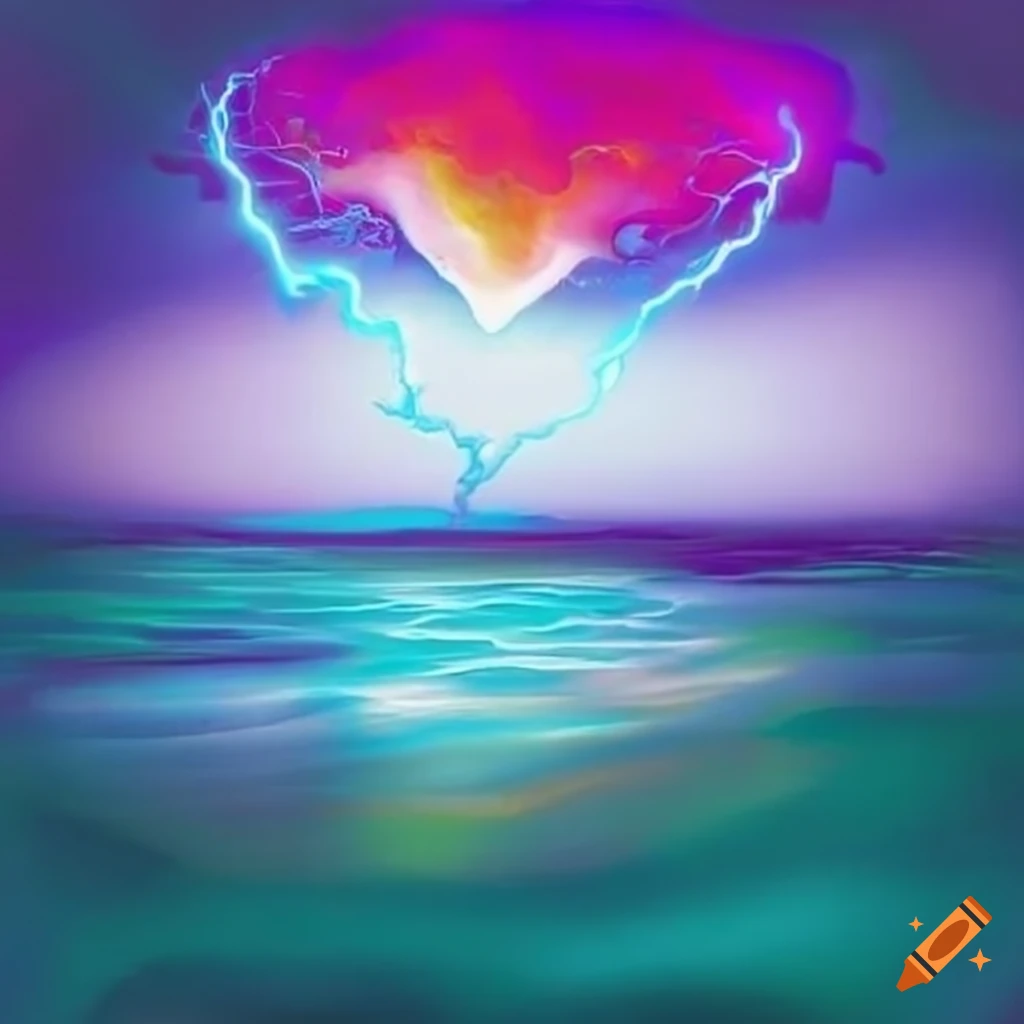 Heart-shaped thunderstorm over the sea