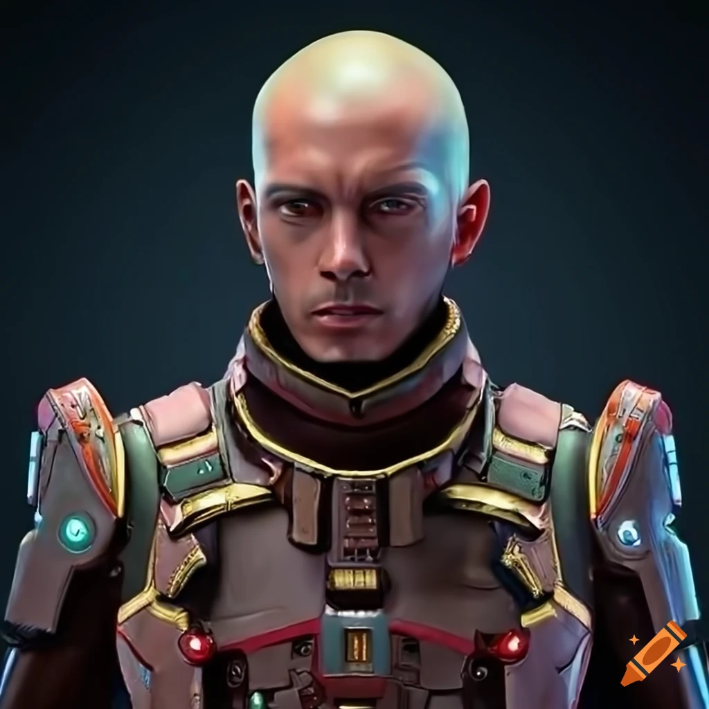 Ultra HD sculpture of a male soldier in futuristic uniform on Craiyon