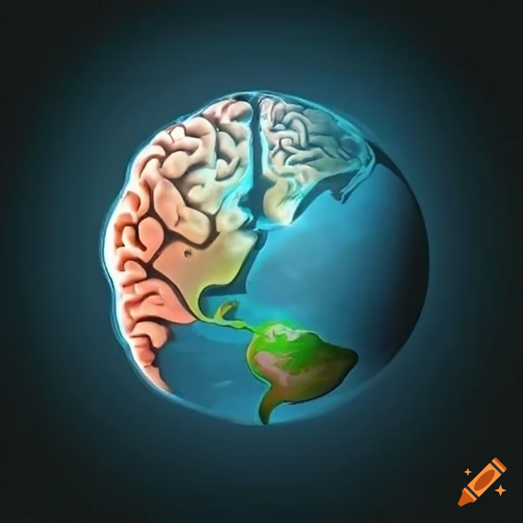 Logo with a brain-shaped planet earth on Craiyon