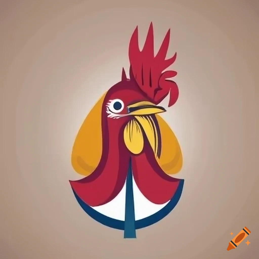 Sailor rooster logo with a cross in miro style