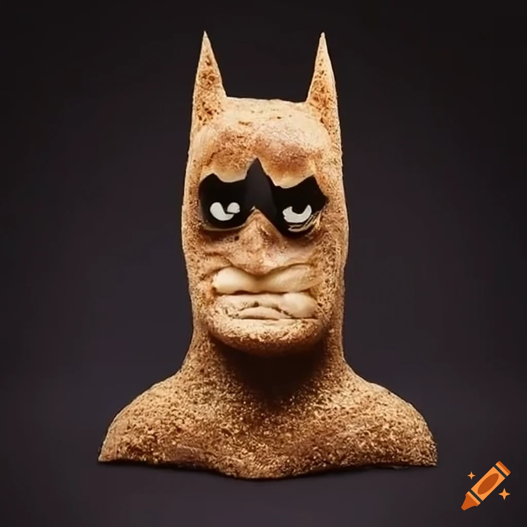 Bread sculpture of batman on Craiyon
