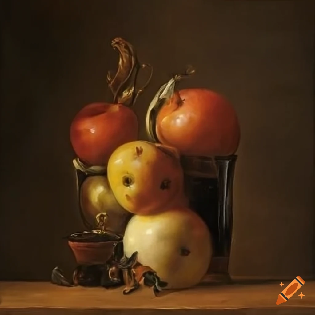 Baroque still life painting on Craiyon
