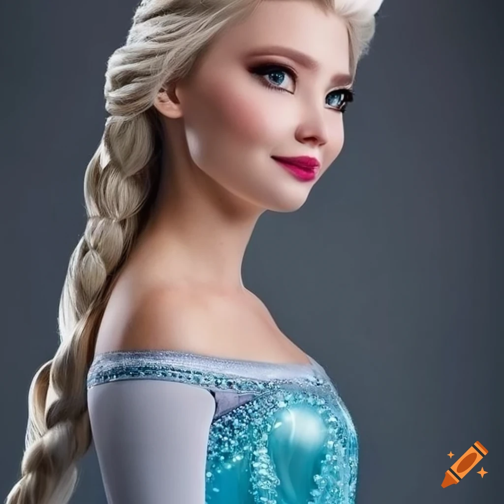 High-resolution portrait of Elsa from Disney's Frozen on Craiyon