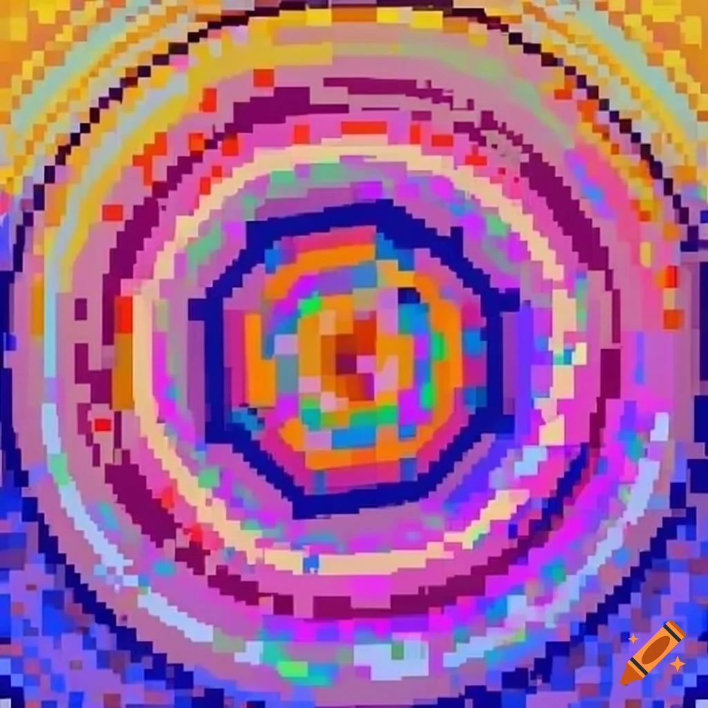 Pixelated circle abstract artwork