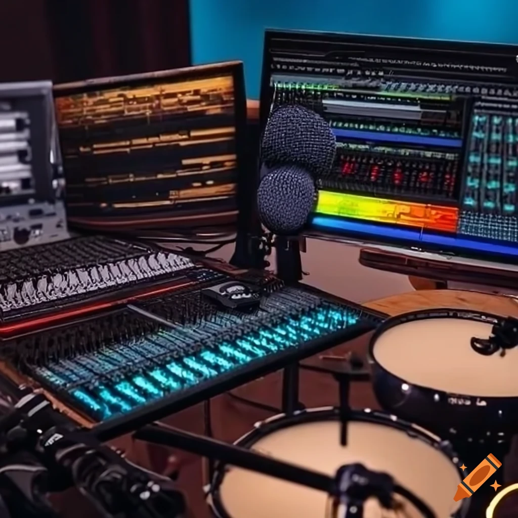 Music production software and recording studio setup