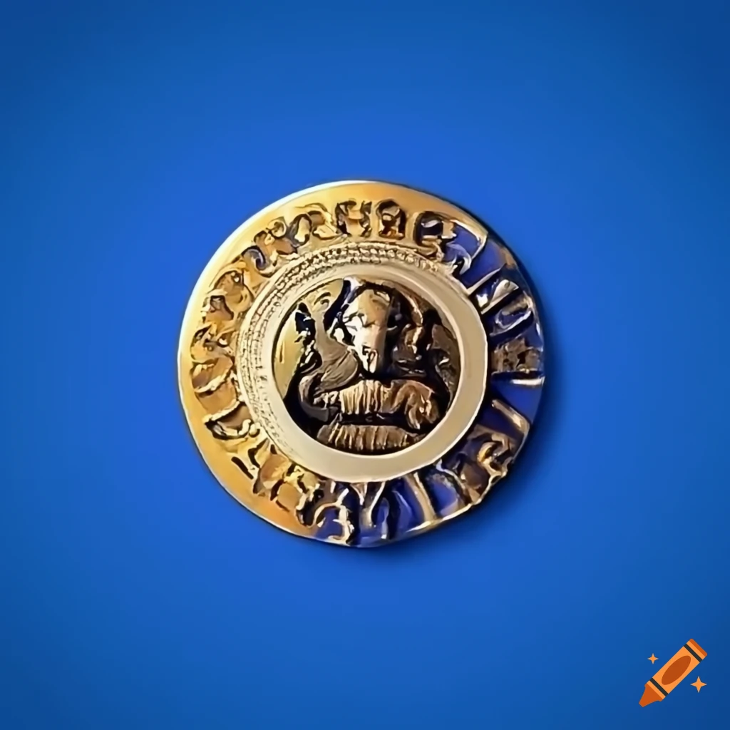 Royal blue and gold metal badge engraved with the words "all i ask for ...