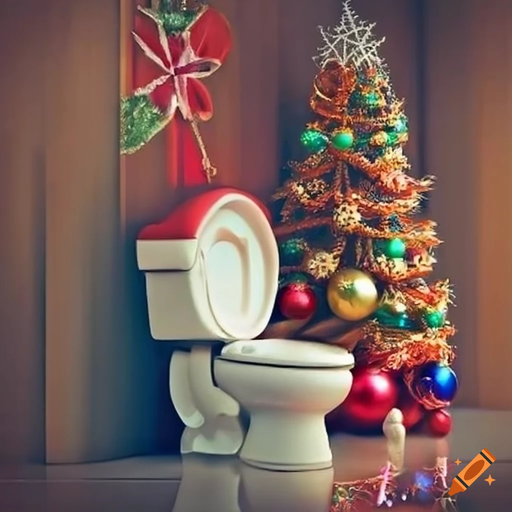 Christmas-themed toilet decor