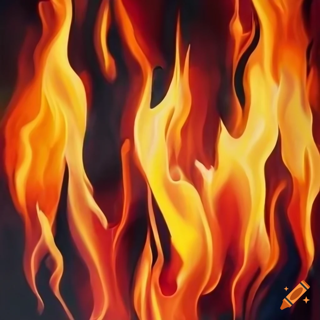 Canvas painting with burning background