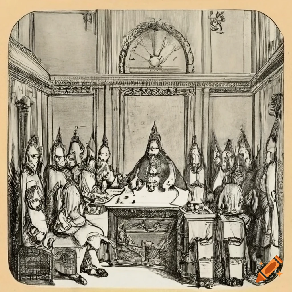 Sketch of a council selecting a new emperor