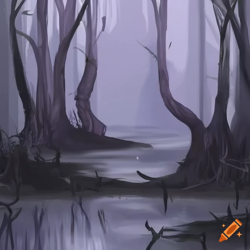 Grey swamp in a fantasy setting