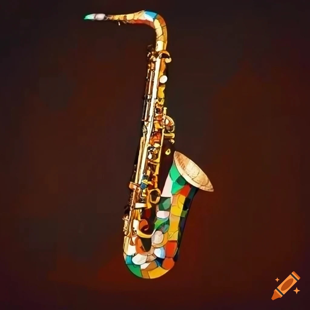 Saxophone mosaic with vibrant colors