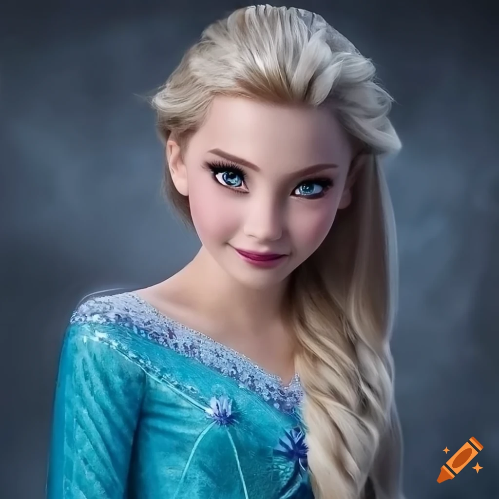 High-resolution portrait of Elsa from Disney's Frozen on Craiyon