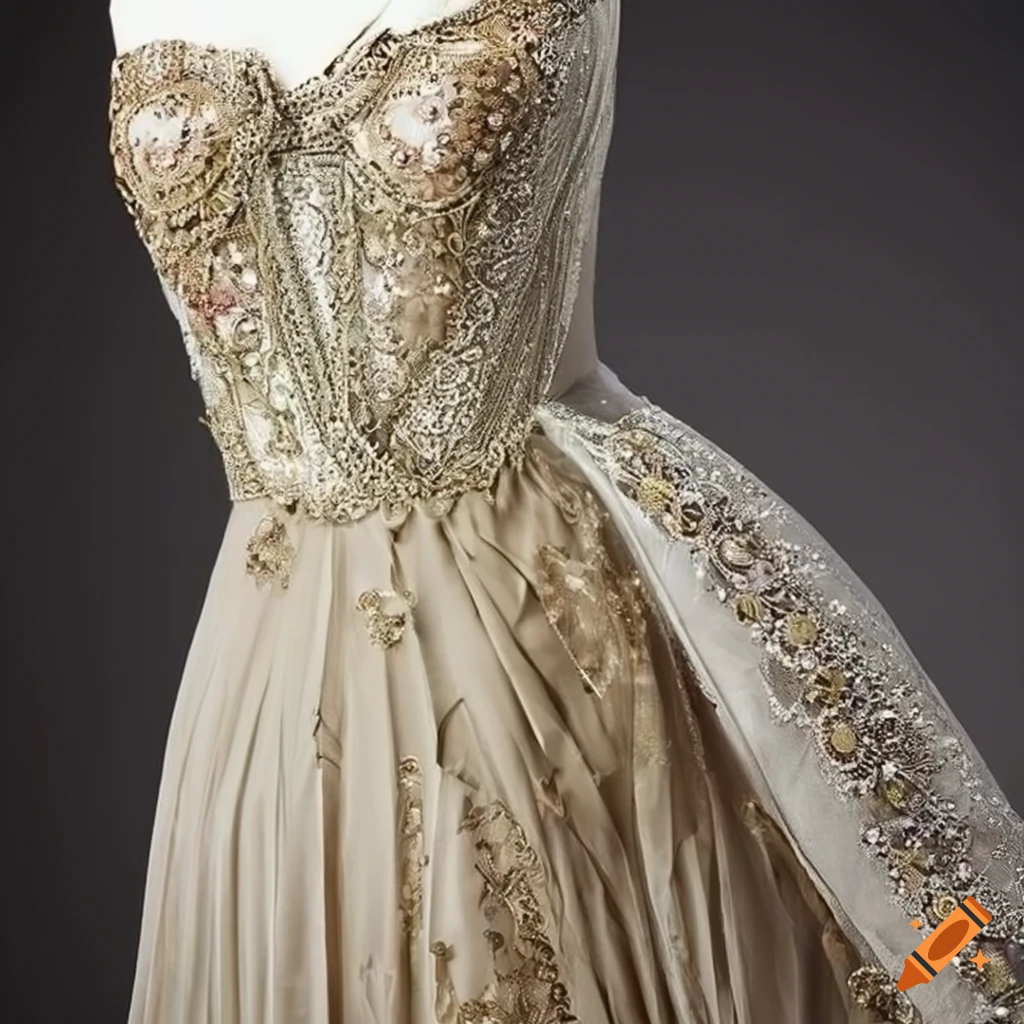 Elegant evening gown with exquisite embroidery and jewels