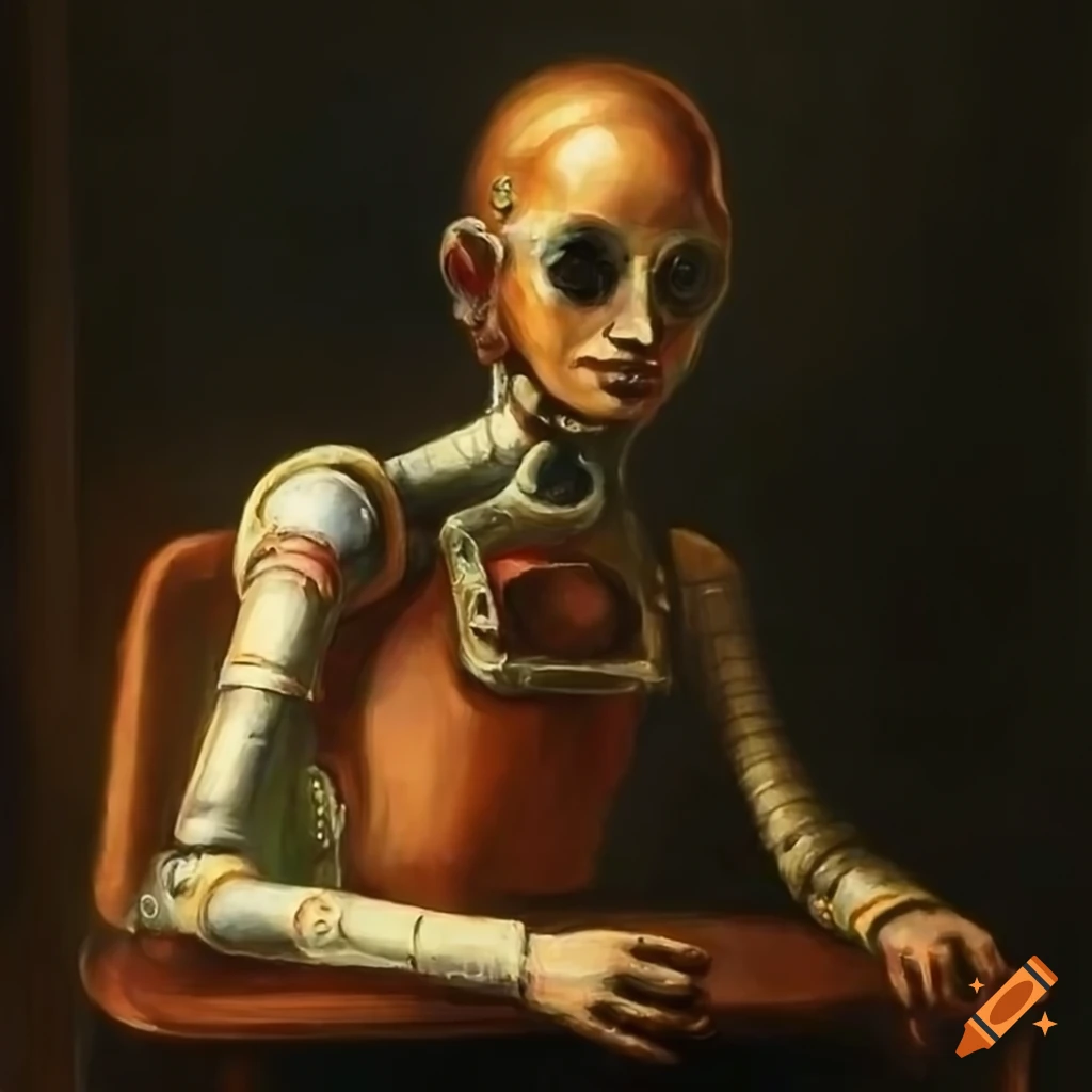 Oil painting of a robot