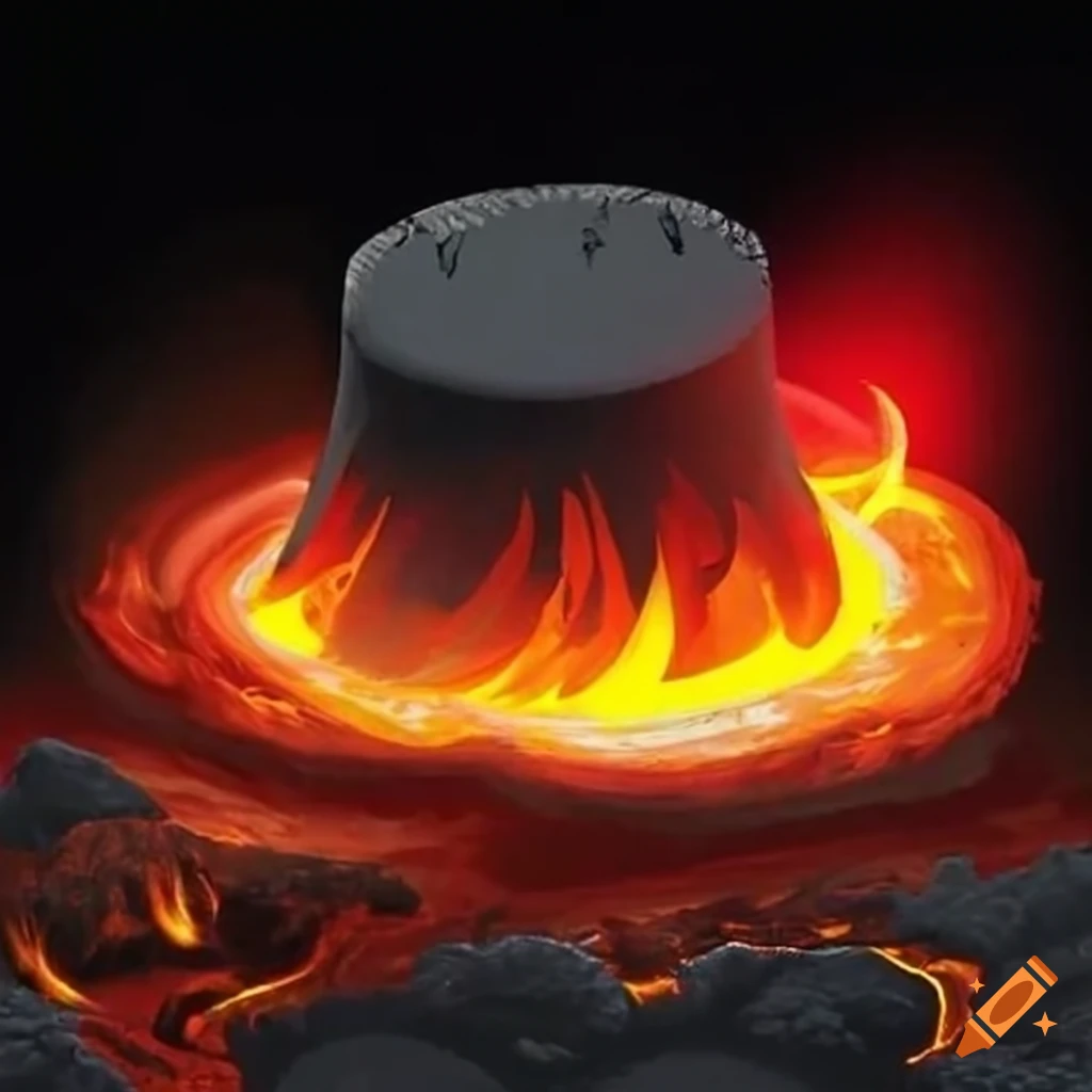 Burning top hat rises from volcano on Craiyon
