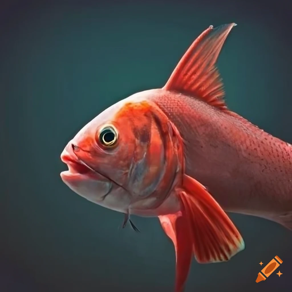 Artistic depiction of a fish holding a steel punch on Craiyon