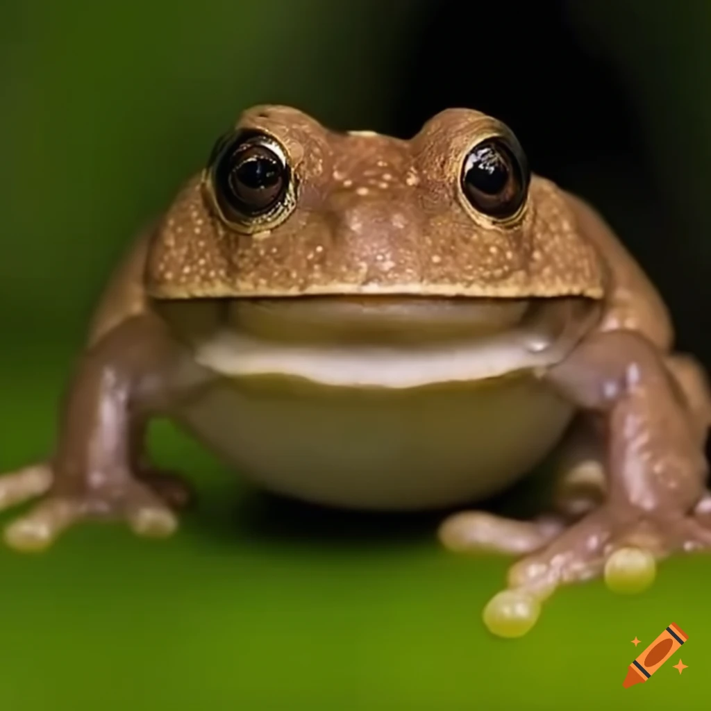 Angry frog with intense gaze on Craiyon
