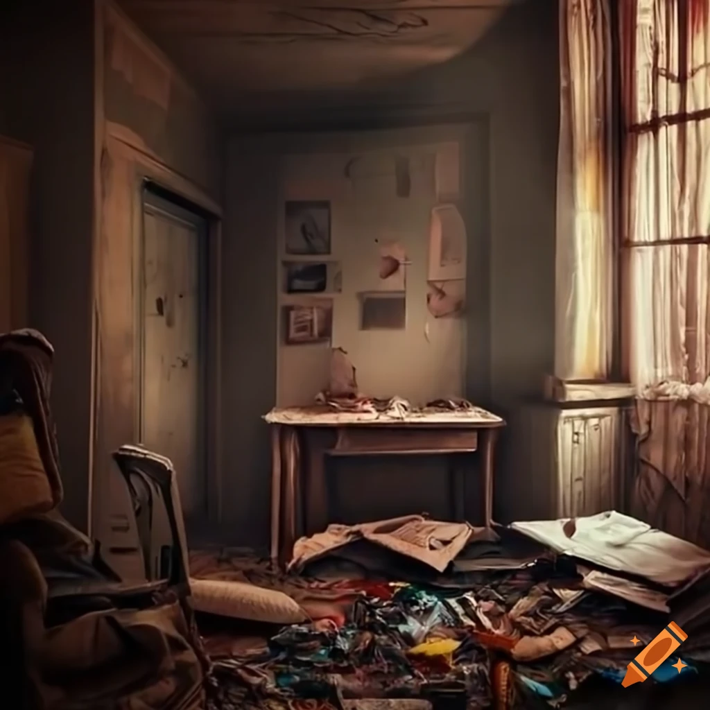 Conceptual image of a messy old room on Craiyon