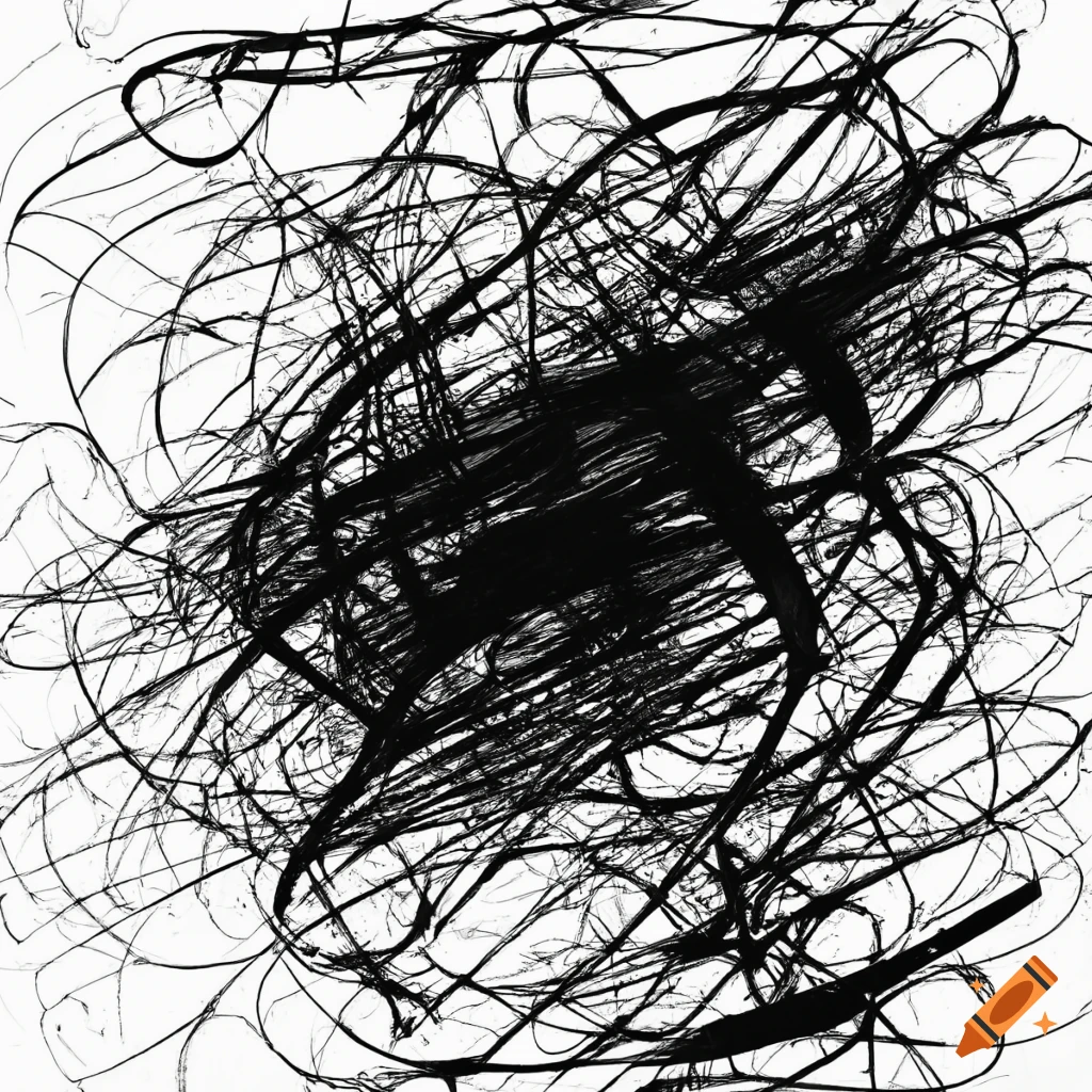 Abstract black scribbles on white background
