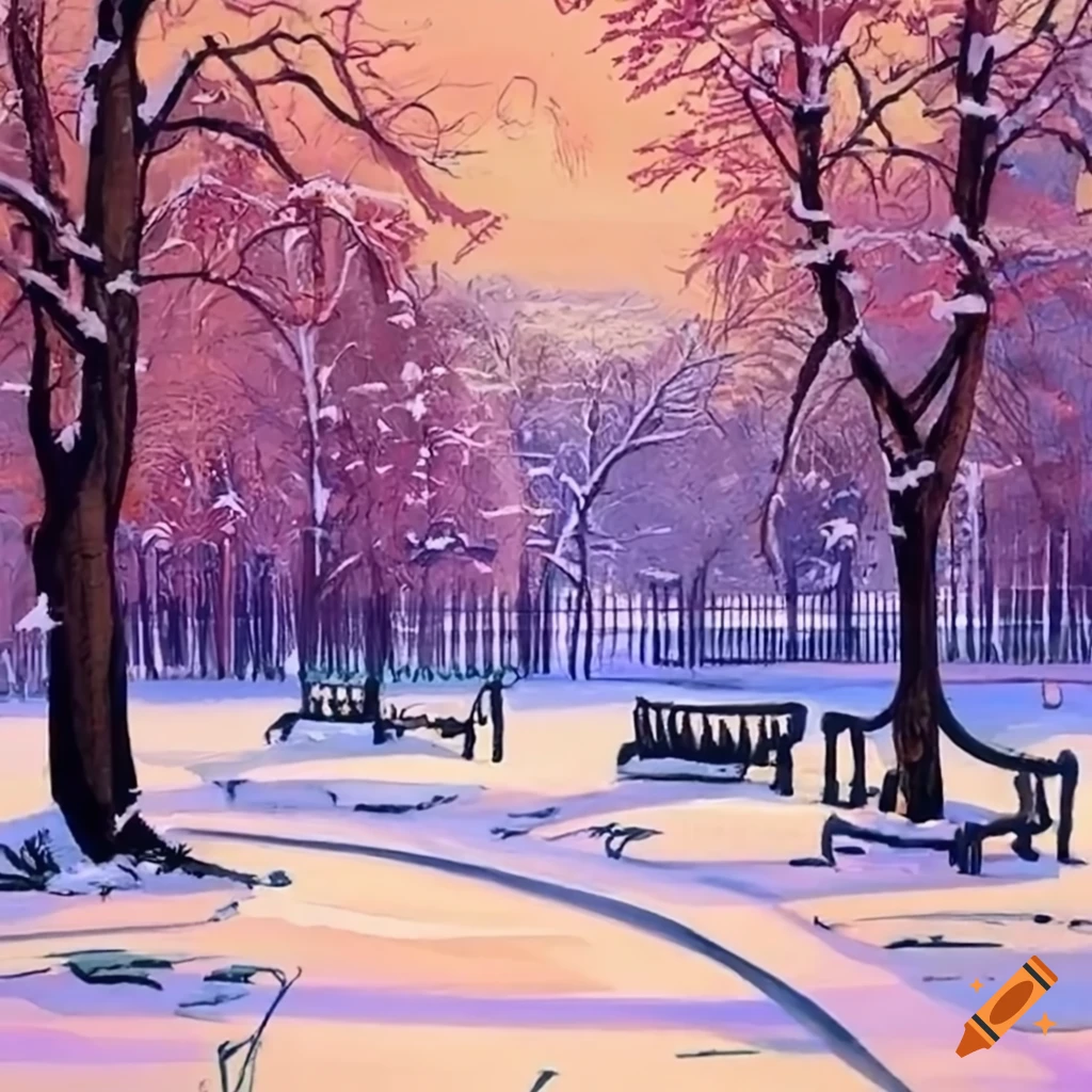 Winter Park With Arbors And Benches winter-park-with-arbors-and-benches