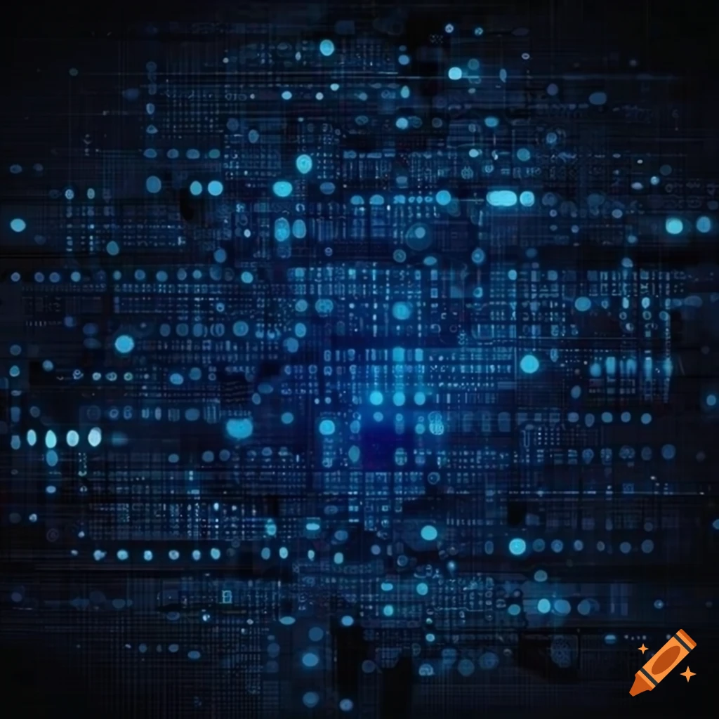 Blue and black technology background with connecting dots