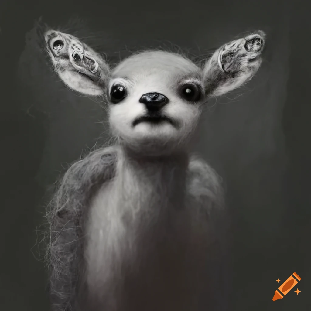 Felted wool creatures in the wilderness