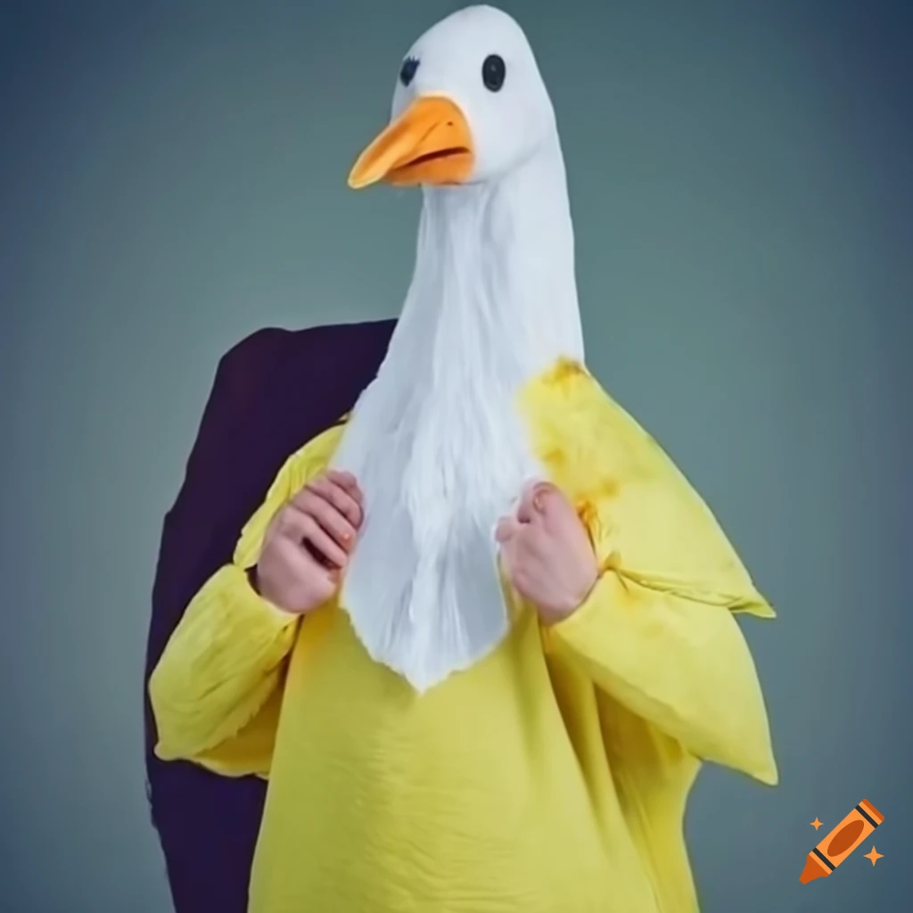 Humorous superhero dressed as a goose