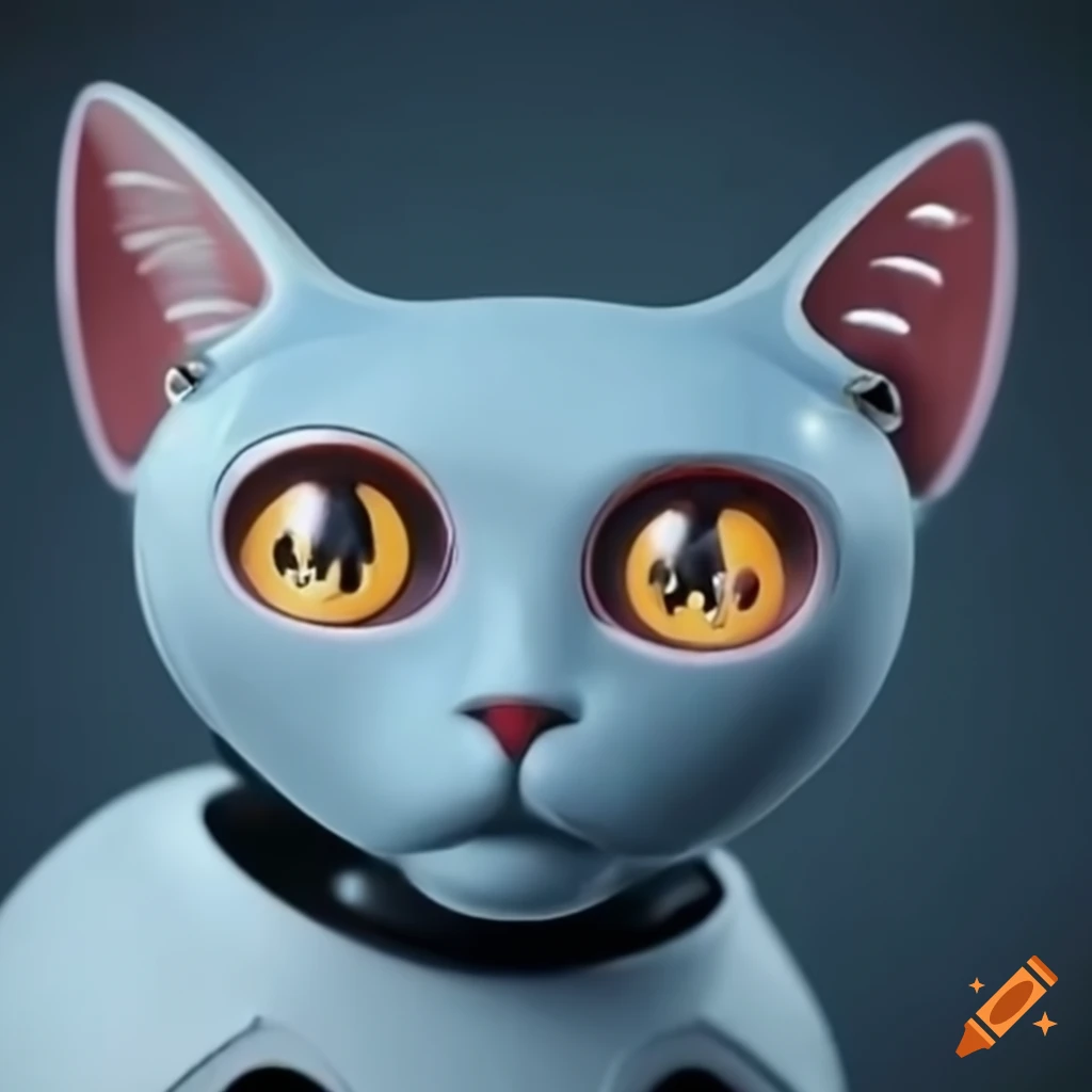 Cute robot cat with big eyes