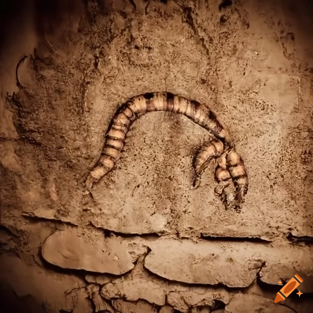 Dungeon wall decorated with a sandworm creature drawing