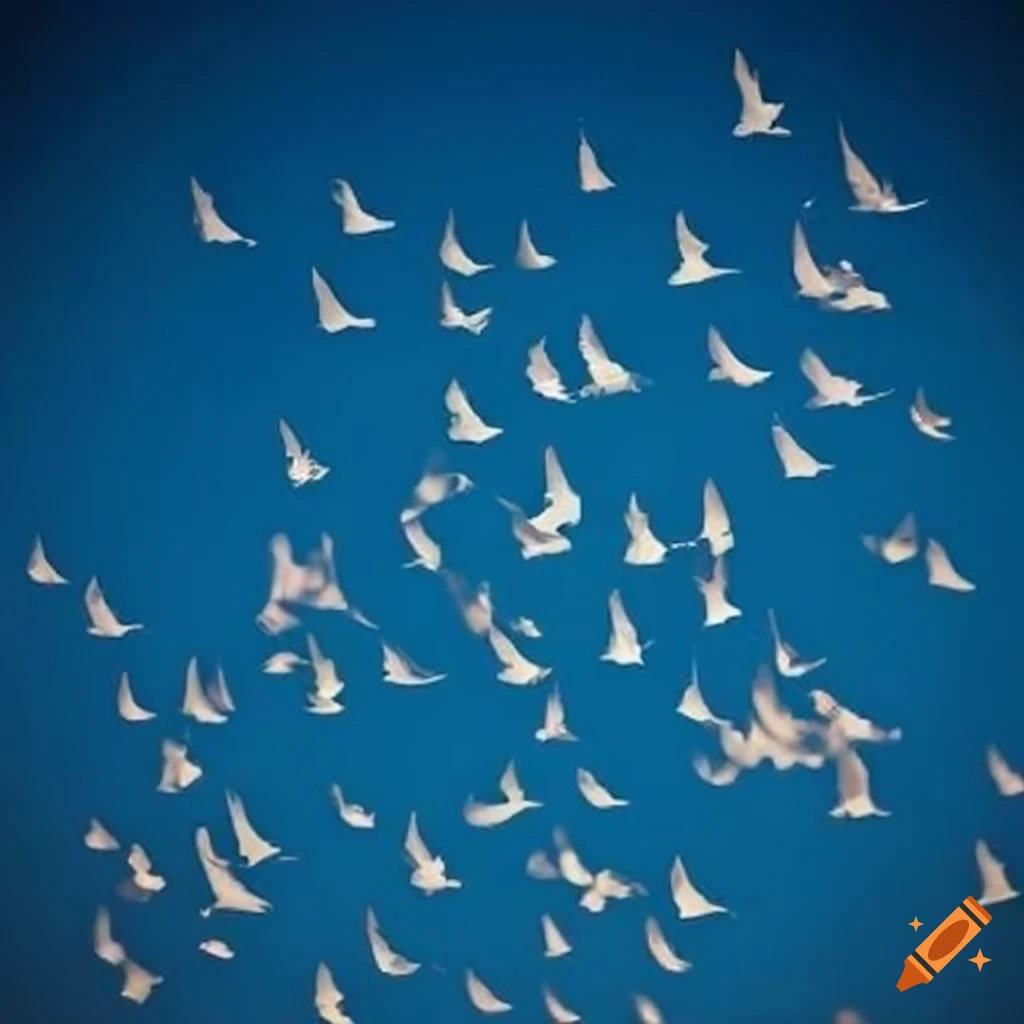 Flock of doves flying in the sky