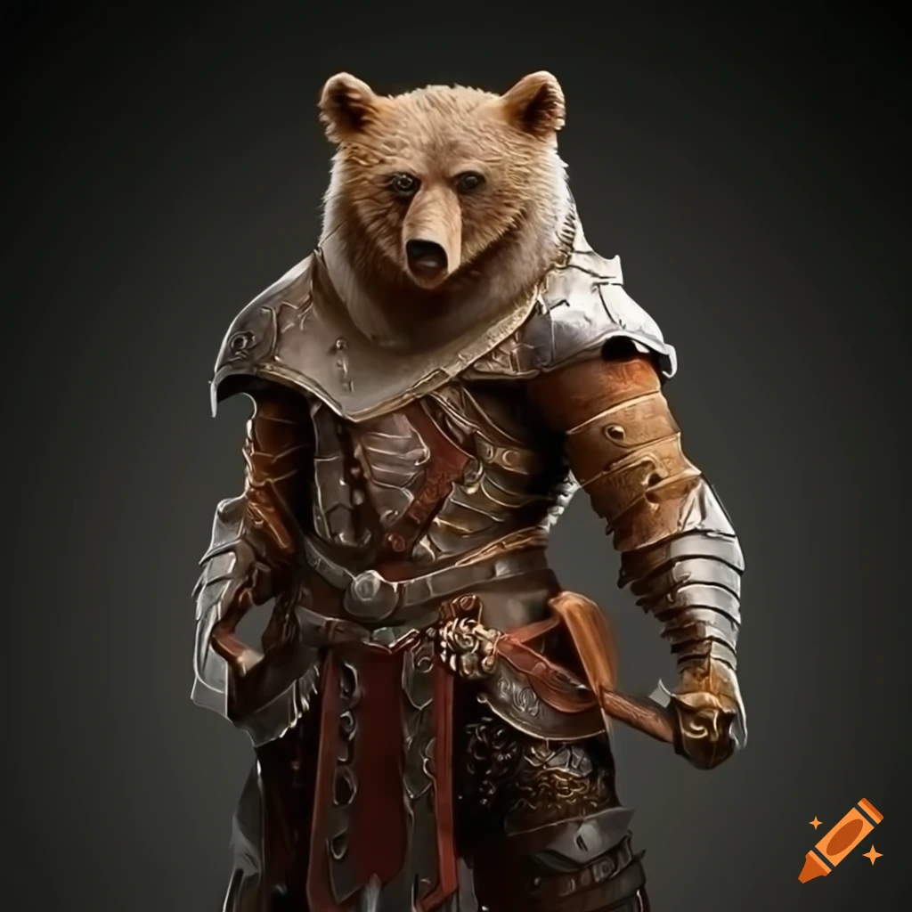 Bear wearing warrior armor