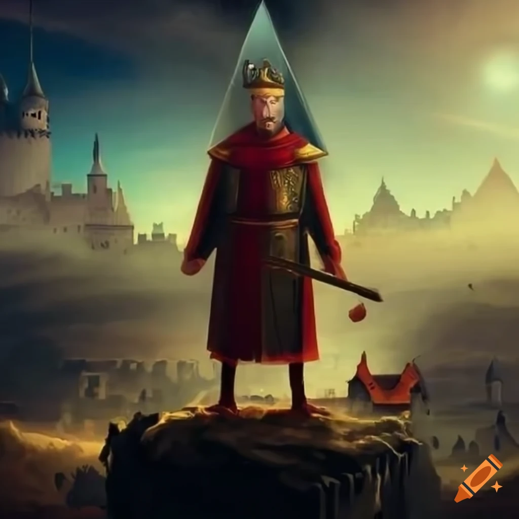 Image of a fantasy king with a castle in the background