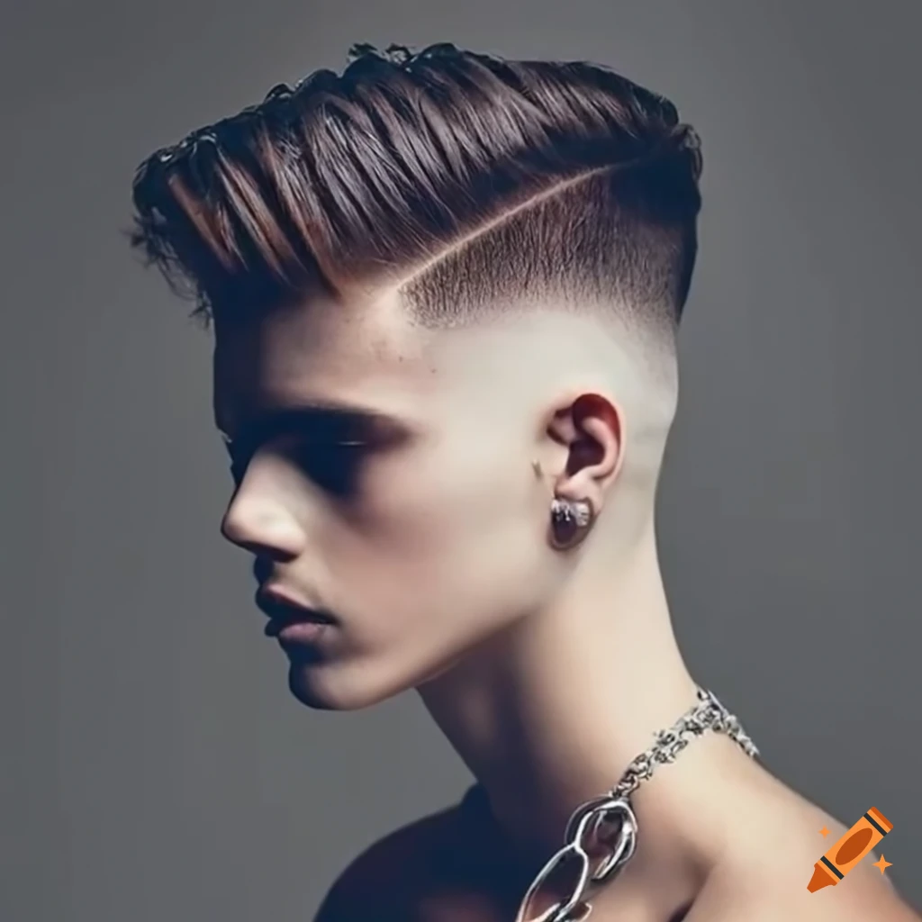 Stylish white male with trendy disconnected undercut hairstyle on Craiyon