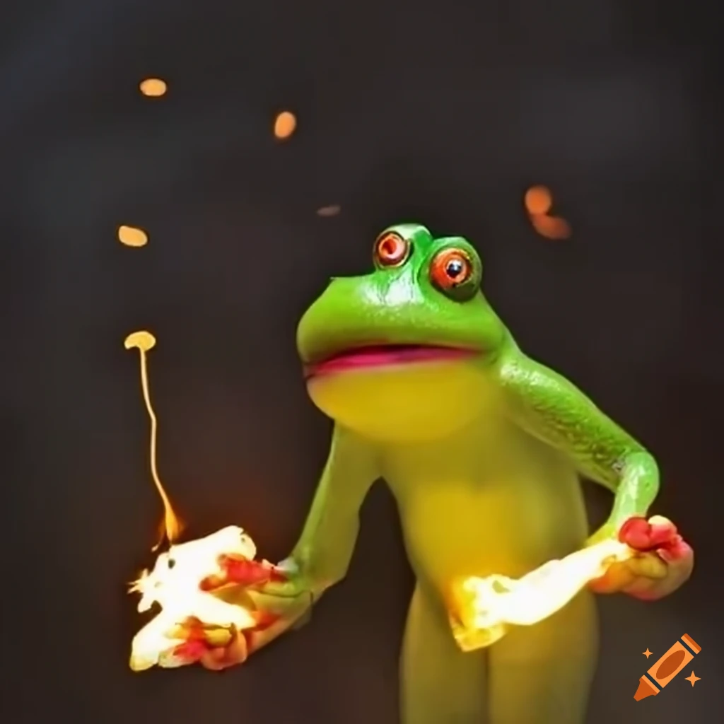 Fire juggling frog