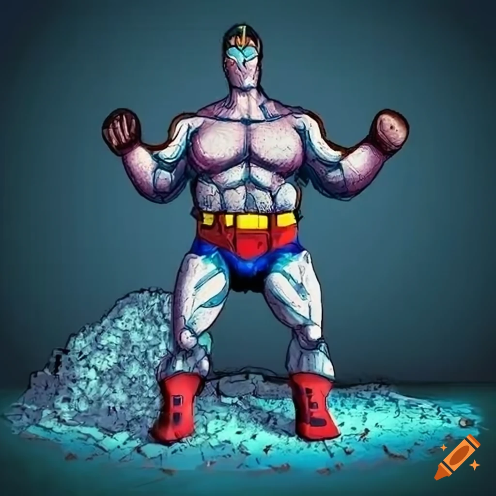 Illustration of a superhero using nano3 blast in chile