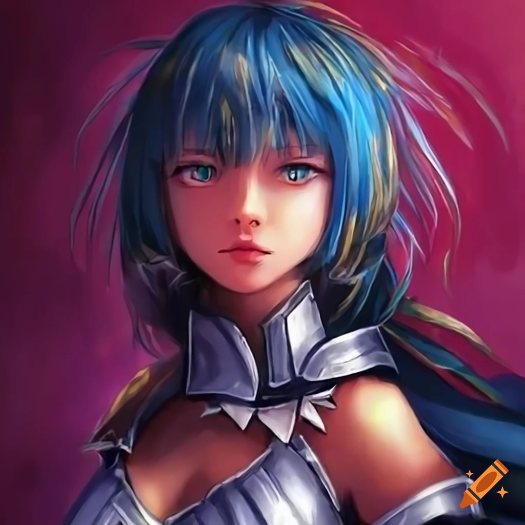 Detailed illustration of an anime girl in armor