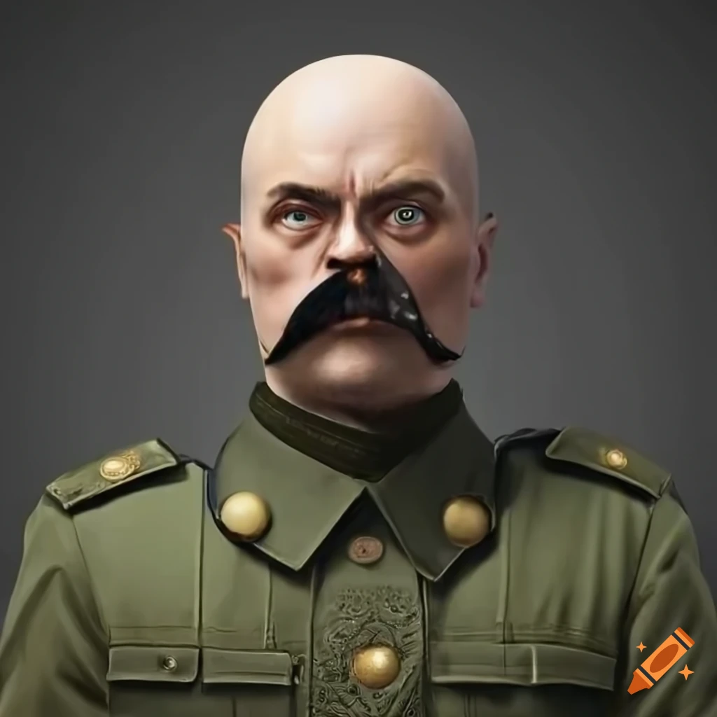 Portrait of a distinguished slavic man in military uniform on Craiyon