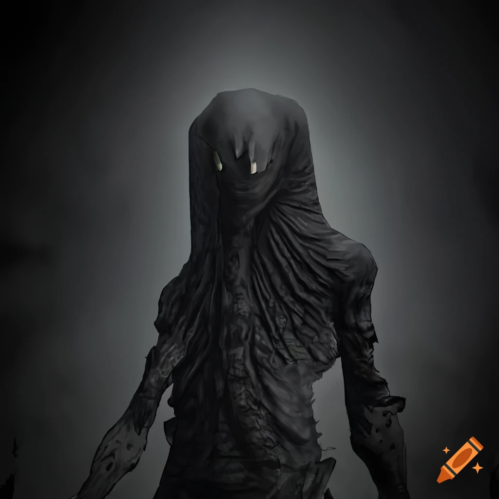 Dark creature with tattered robes and sharp claws on Craiyon