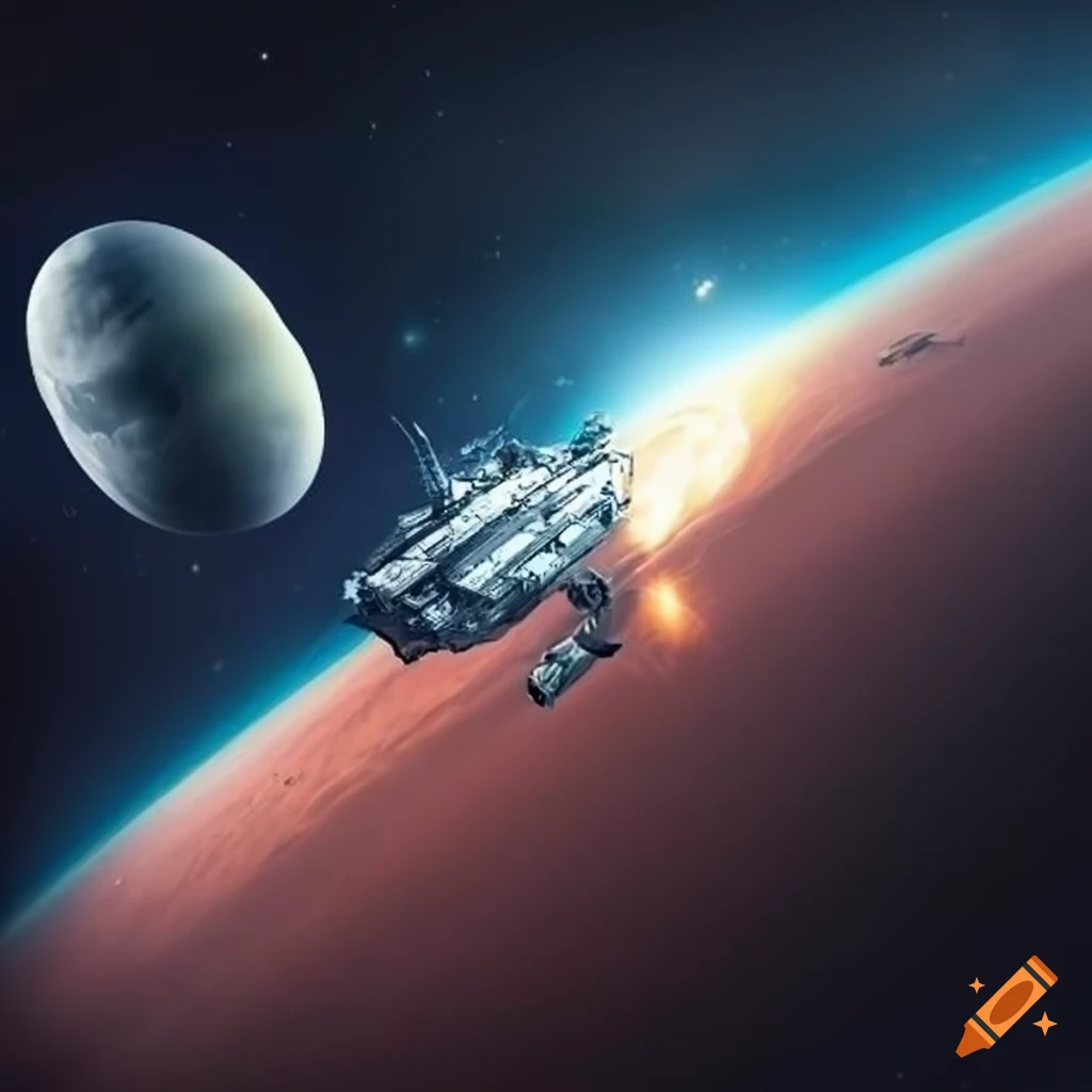 Space ship traveling to pluto on Craiyon