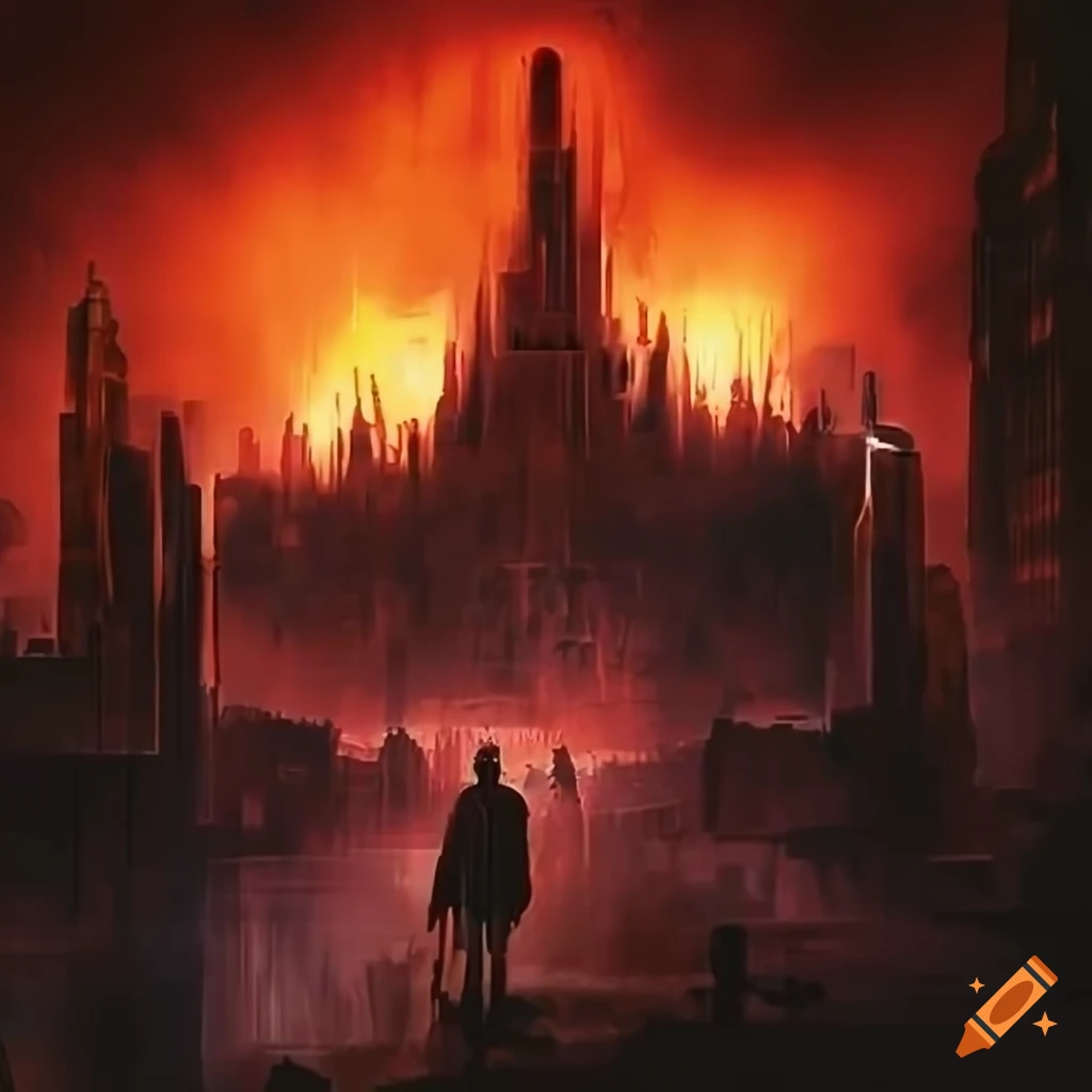 Digital art depicting an ai dystopian hellscape on Craiyon