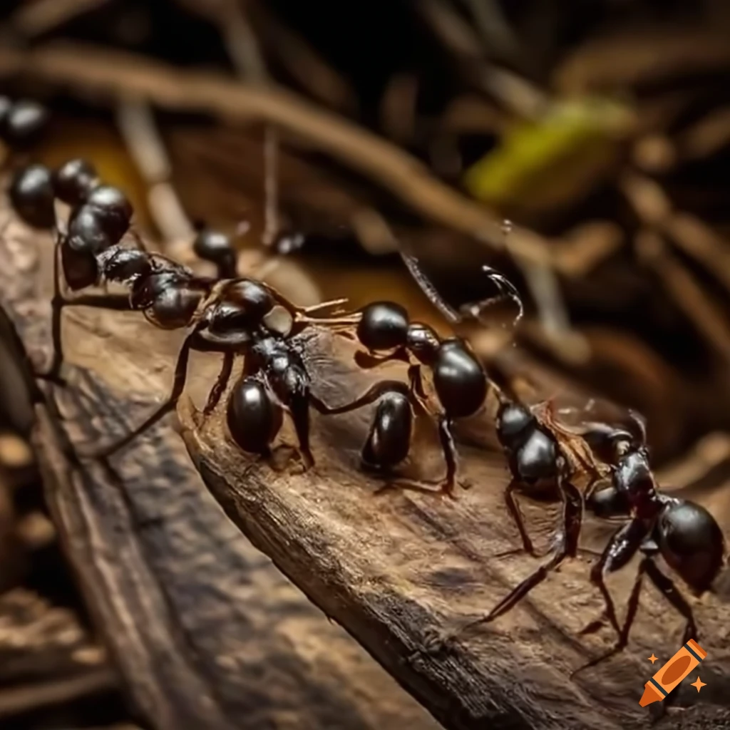 Ants building a bridge