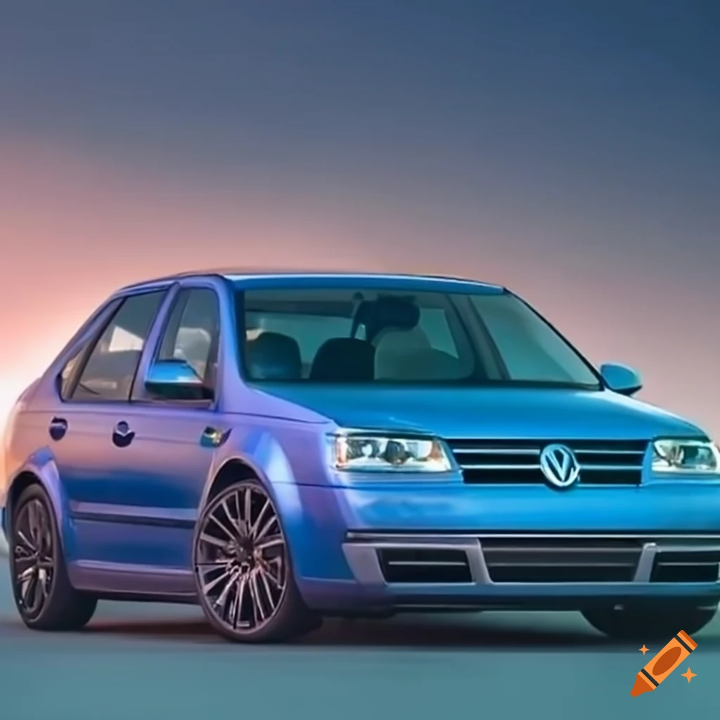 Blue volkswagen jetta mk4 speeding on the highway