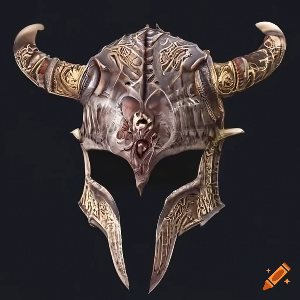 Detailed and intimidating minotaur helmet on Craiyon