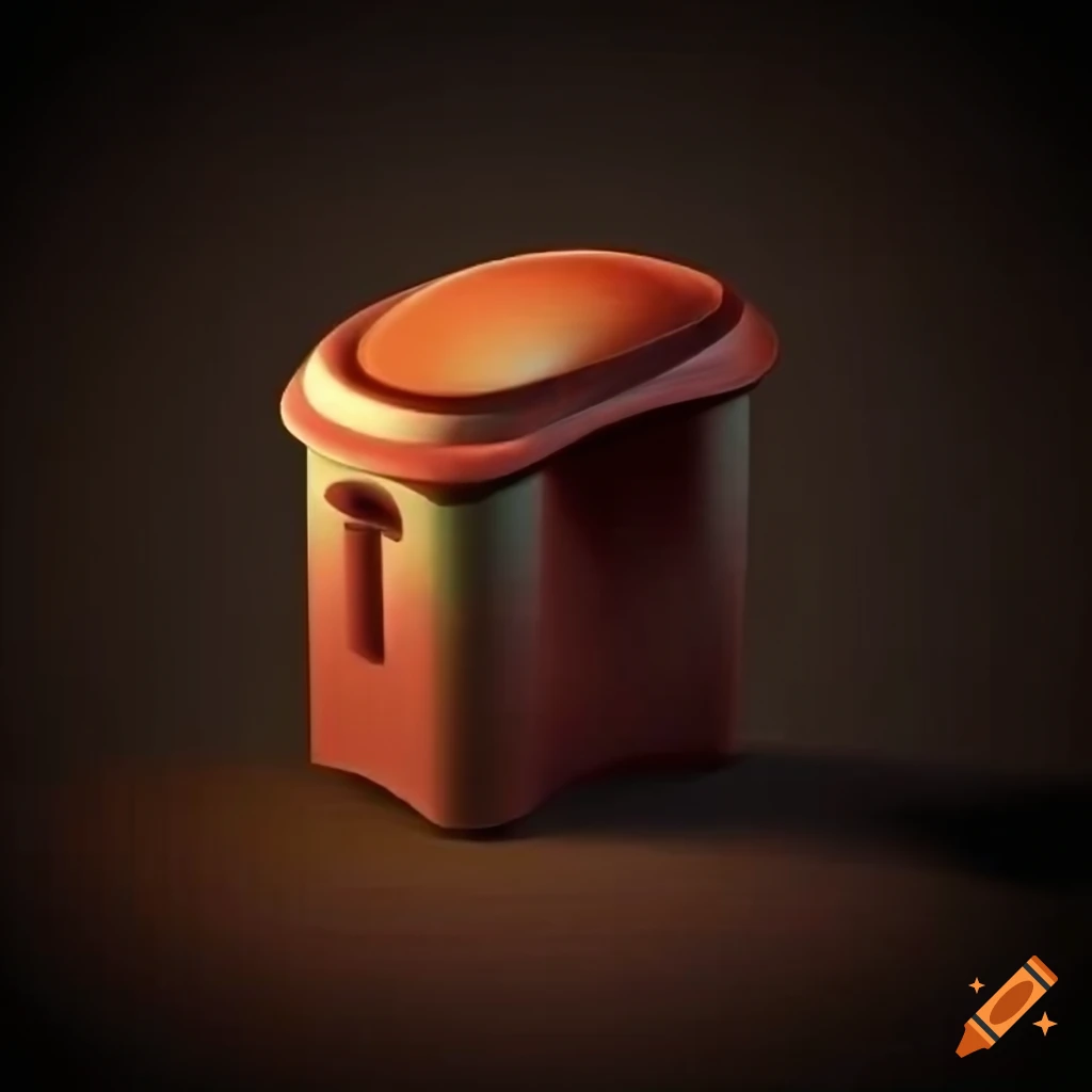 Innovative trash can with an eager empty button on Craiyon