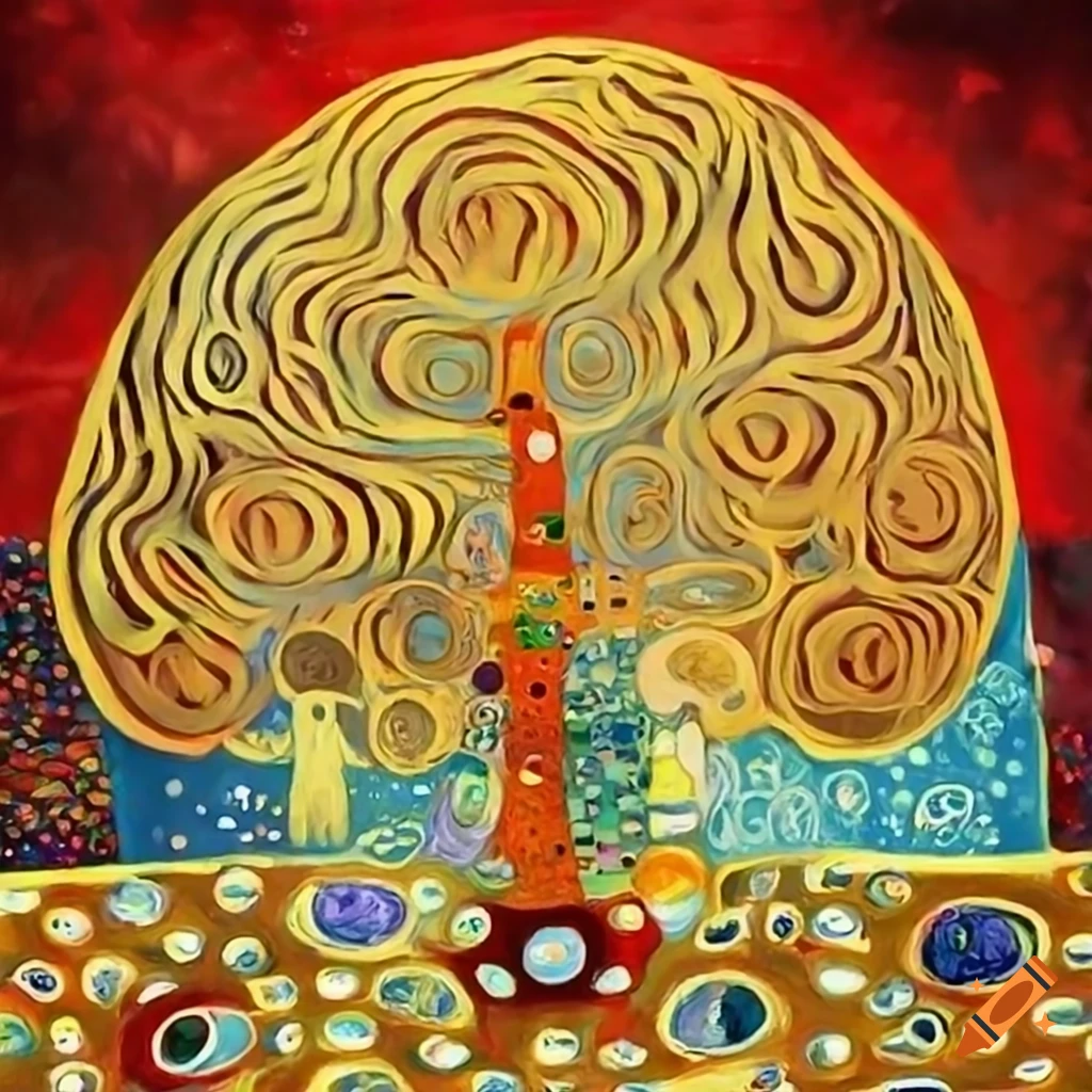 Christmas tree painting in gustav klimt style on Craiyon